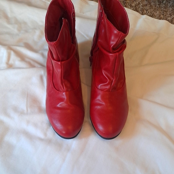 unknown | Shoes | Red Faux Leather Slouch Ankle Boots Size 7w | Poshmark